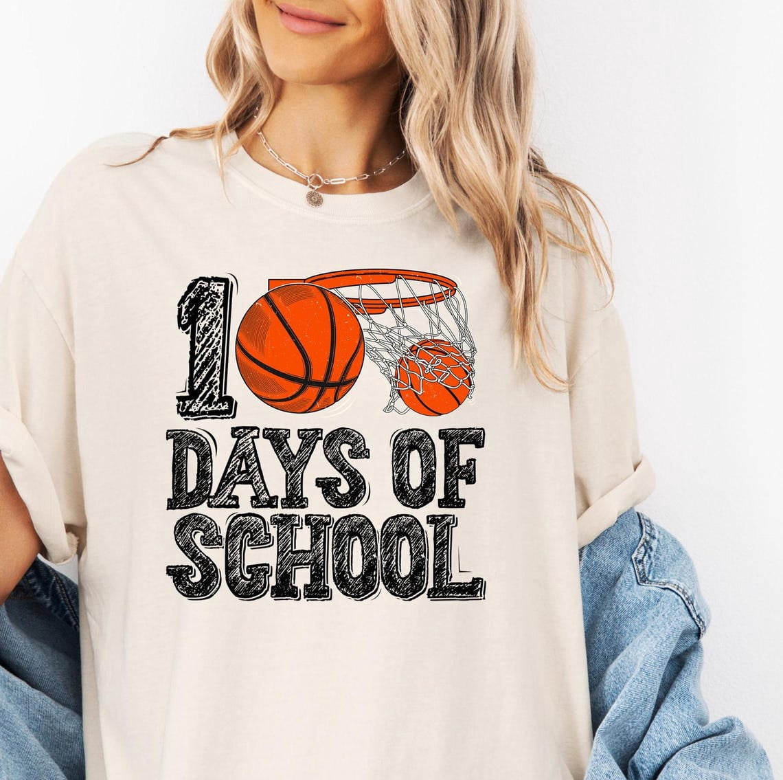 100 Days Of School Basketball Shirt, Sports Lover Student Tee, Teacher ...