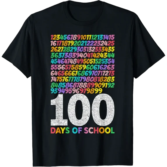100 Days Of School Boys Girls Math Teacher Kindergarten T-Shirt Size S ...