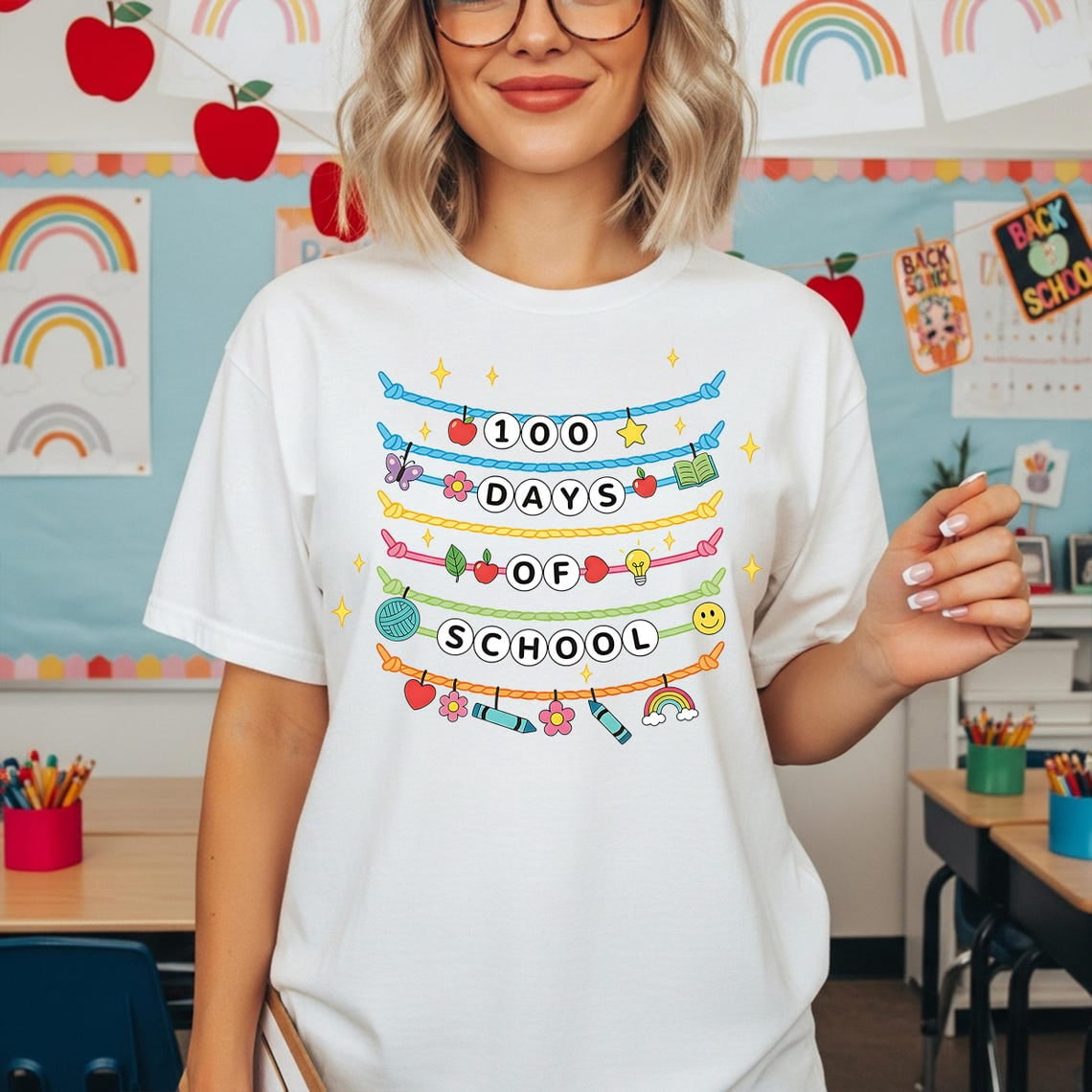 100 Days Of School Bracelet Shirt, Teacher 100 Days Of School Outfit ...