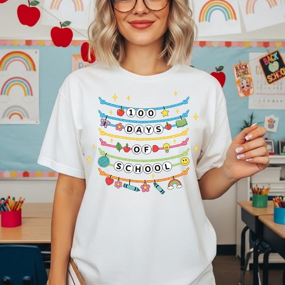 100 Days Of School Bracelet Shirt, Teacher 100 Days Of School Outfit ...
