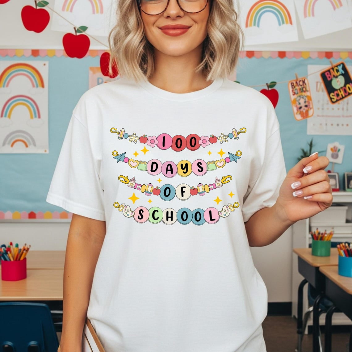 100 Days Of School Bracelet Shirt, Teacher 100 Days Of School Outfit ...