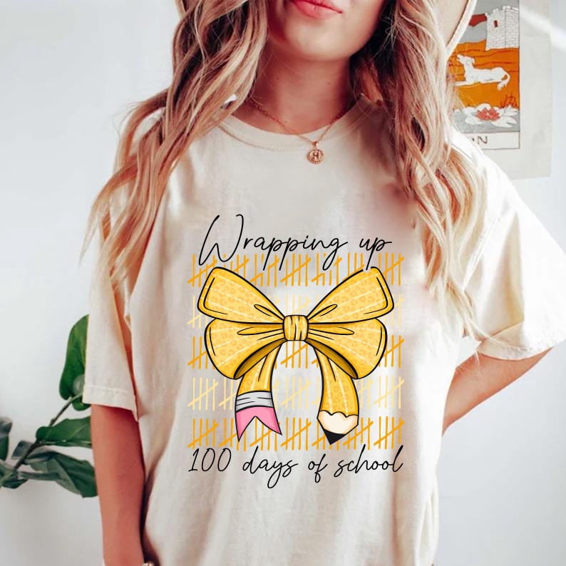 100 Days Of School Comfort Colors Shirt, Coquette 100th Day Of School ...