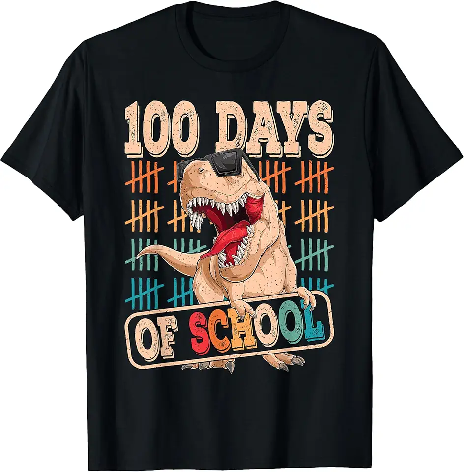 100 Days Of School Dinosaur 100th Day T Rex Boys Kids T-Shirt - Walmart.com