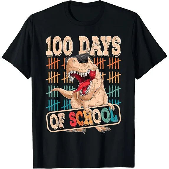 100 Days Of School Dinosaur 100th Day T Rex Boys Kids T-Shirt - Walmart.com