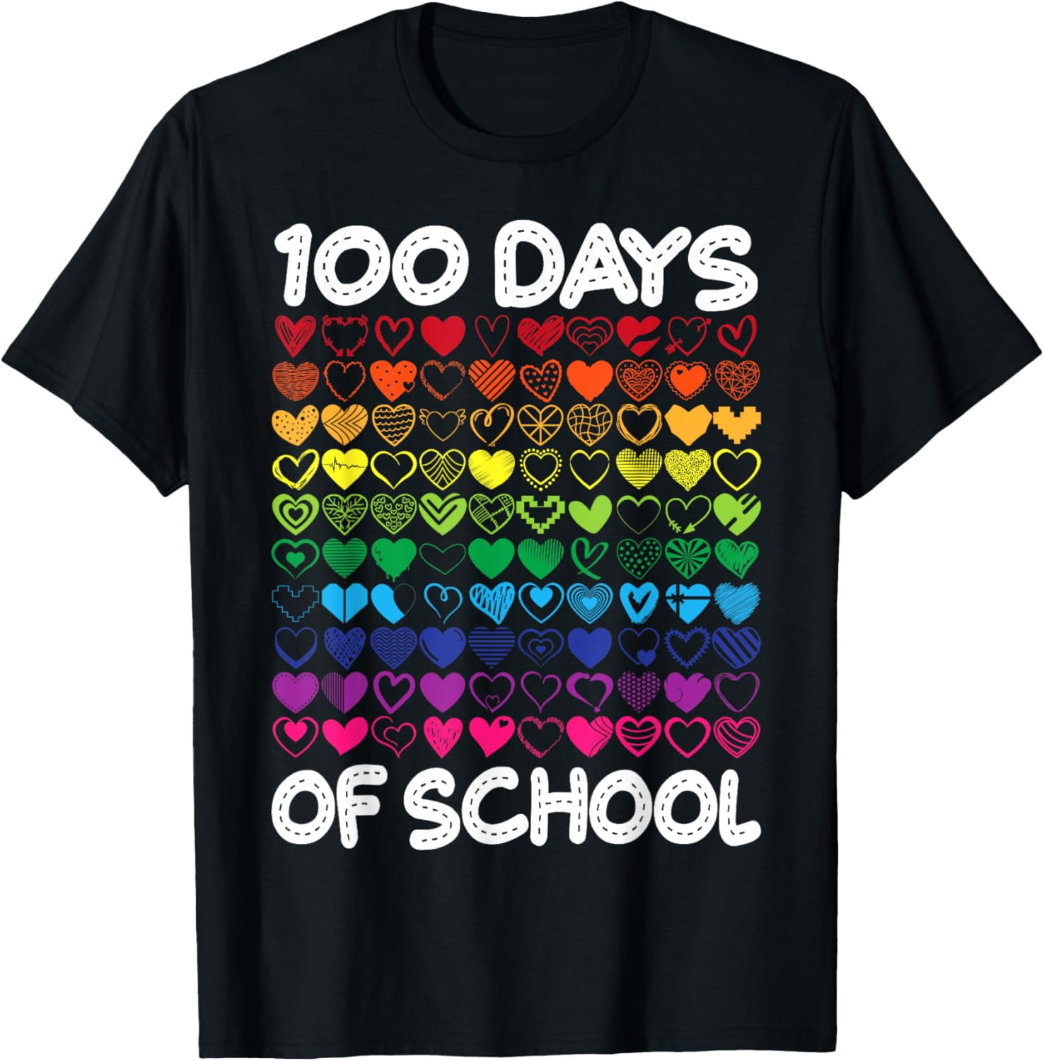 100 Days Of School Heart Love Teacher or Student 100th Day T-Shirt mens ...
