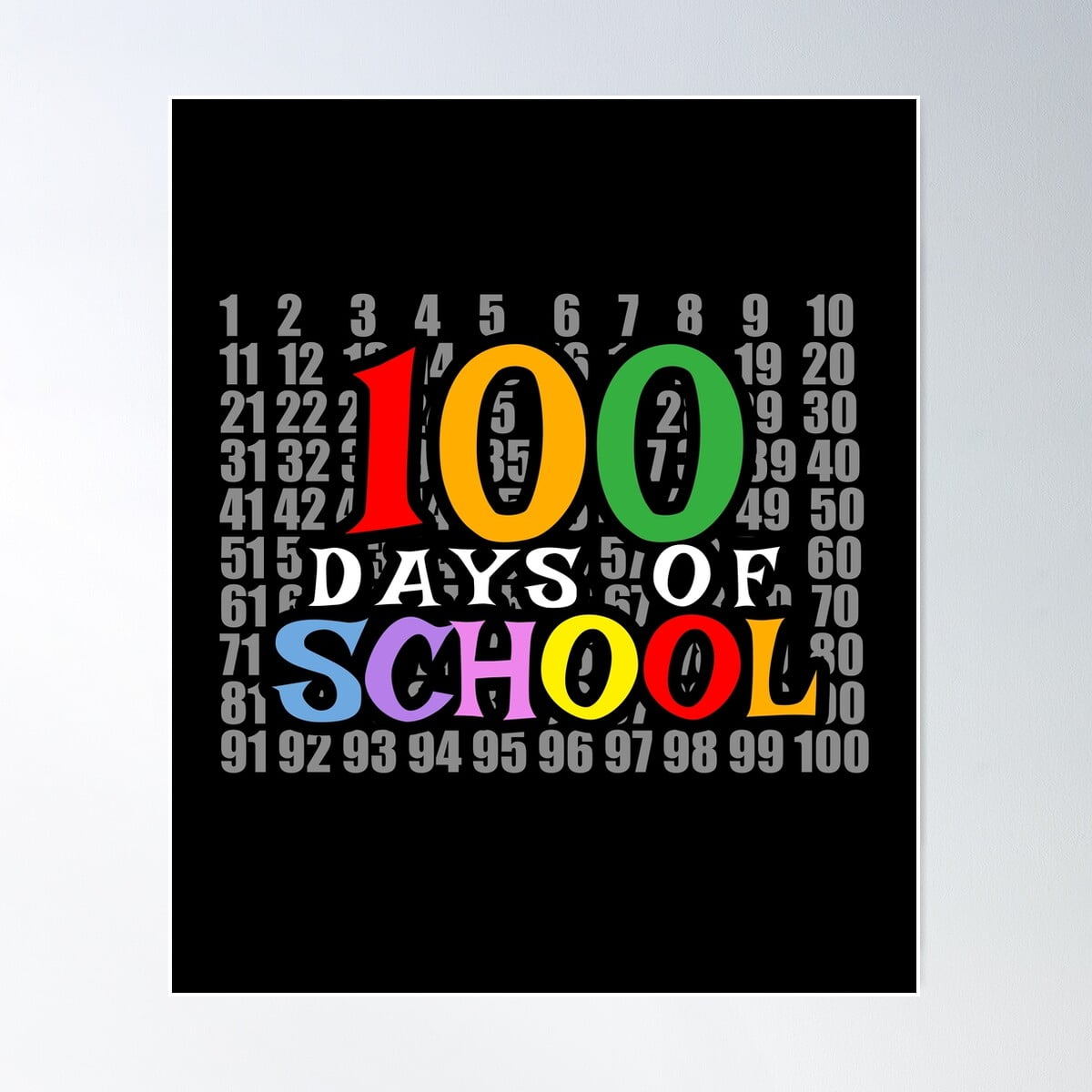 100 Days Of School - Mathematics Poster Wall Art, Modern Wall Decor For ...