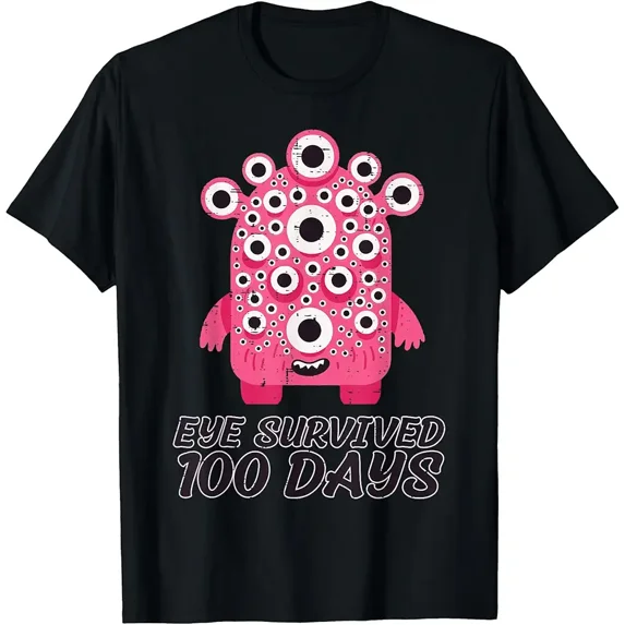 100 Days Of School Monster Eyes Eye Survived 100th Day Girls T-Shirt ...