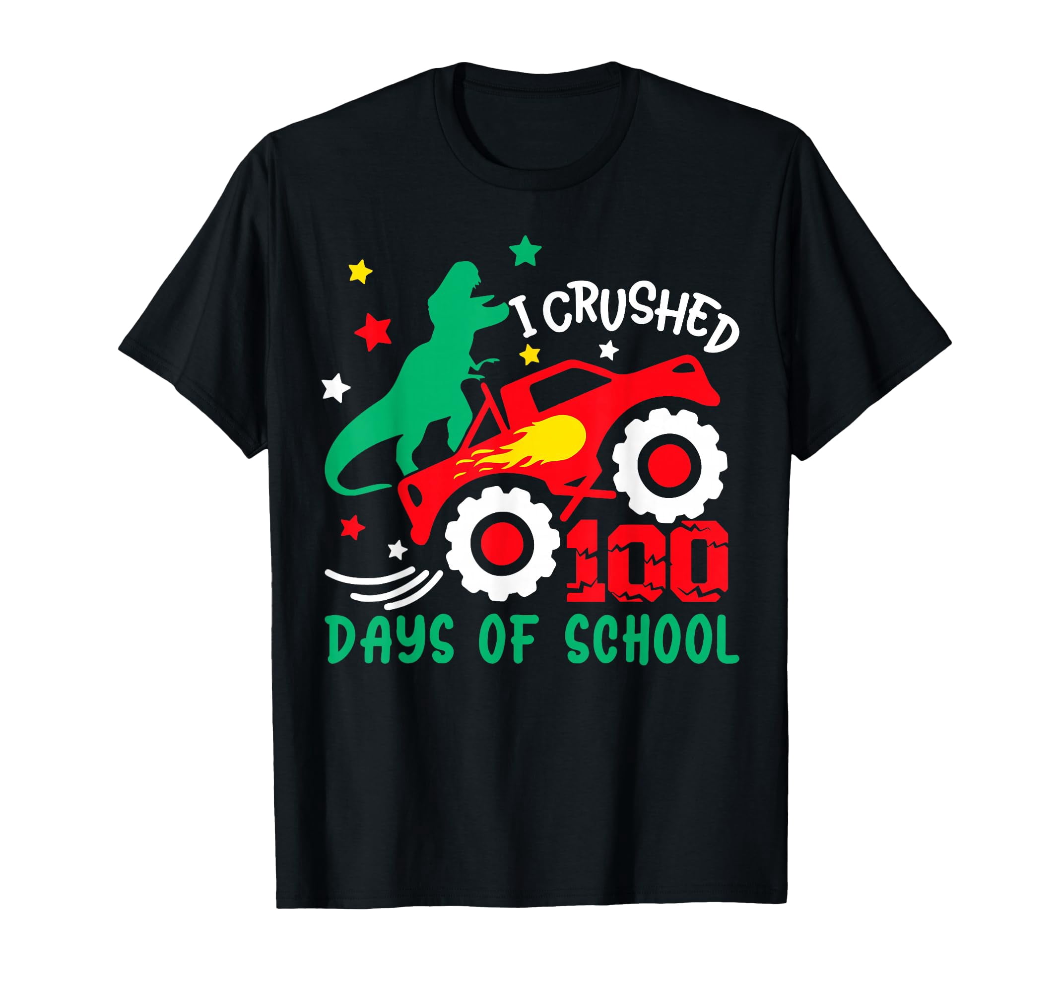 100 Days Of School Monster Truck T-Rex Dinosaur T-Shirt for Fun ...