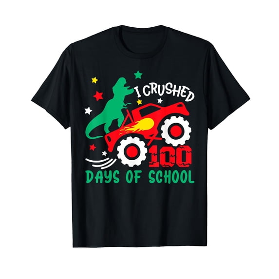 100 Days Of School Monster Truck T-Rex Dinosaur T-Shirt for Fun ...