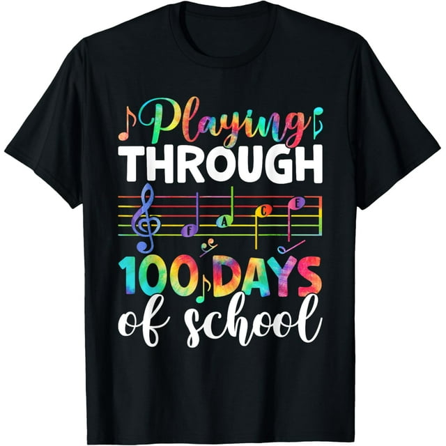 100 Days Of School Music Teacher Student Gifts 100th Day T-Shirt Casual ...