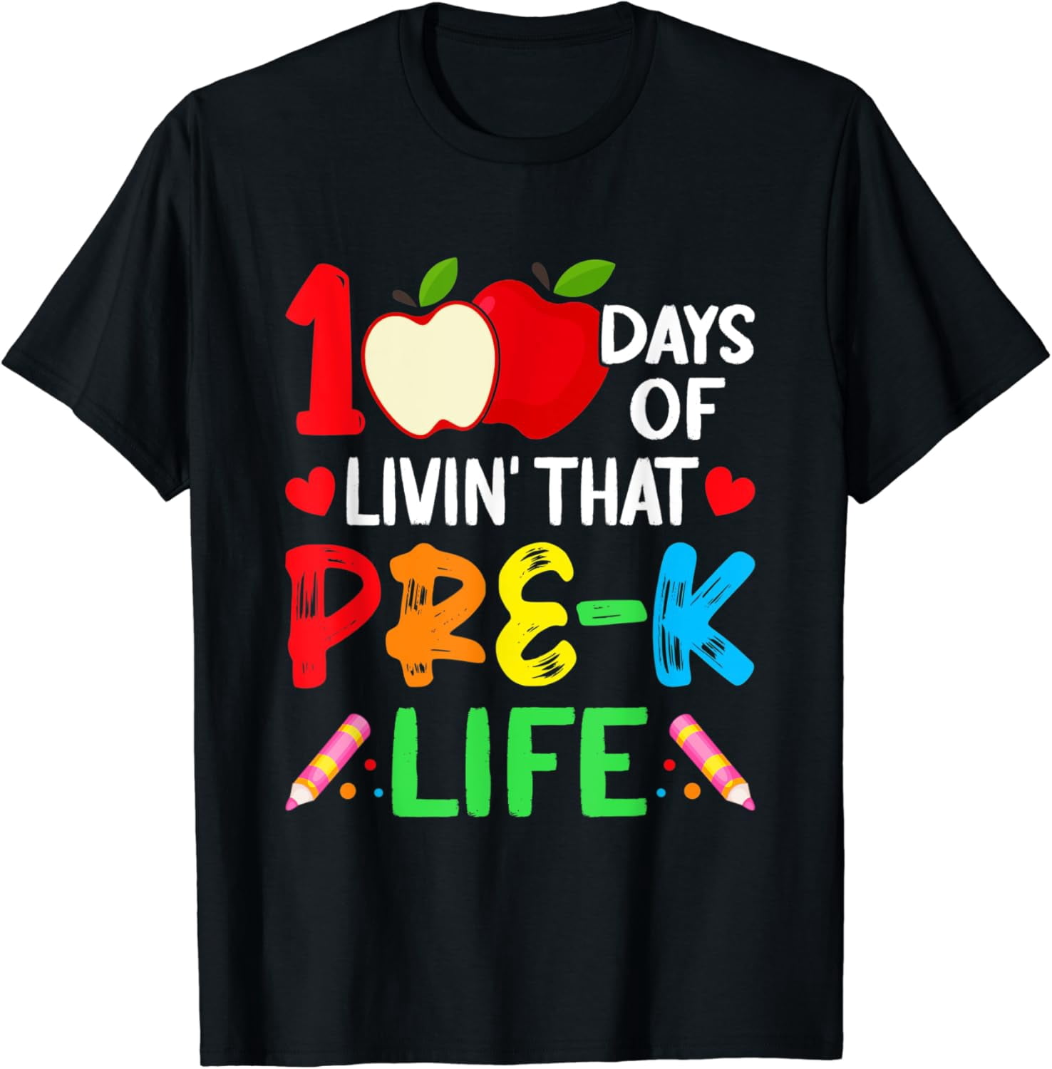 100 Days Of School Pre-K Life Teacher Student Milestone T-Shirt ...