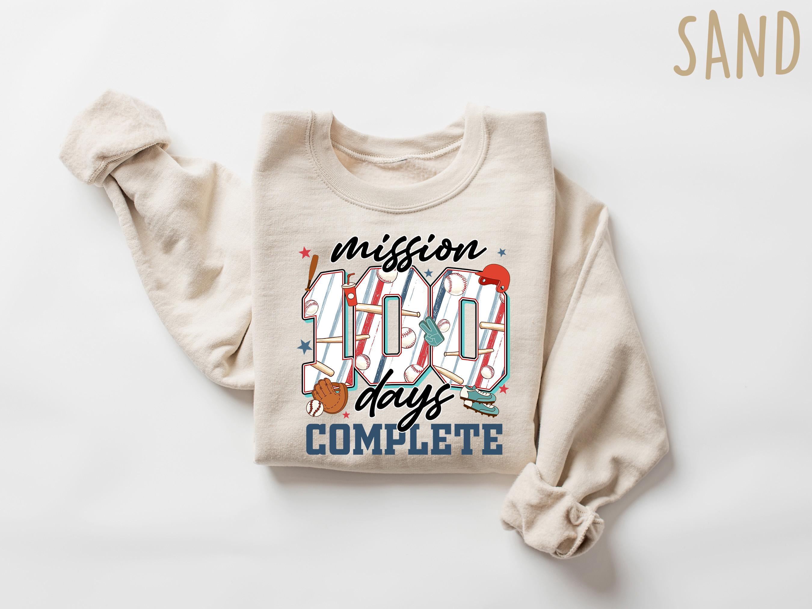 100 Days Of School Shirt Baseball Teacher Tee, Student Mission Complete ...