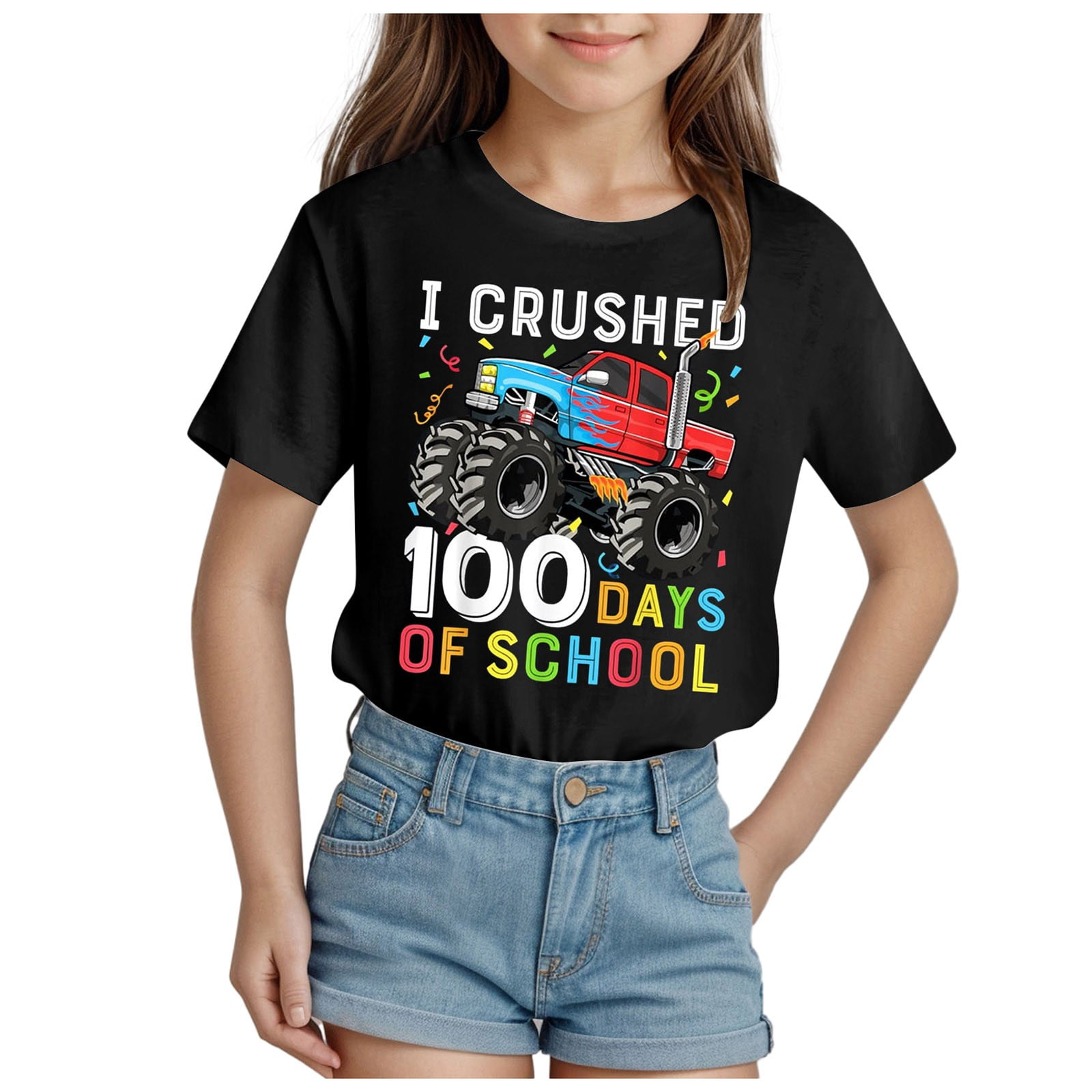 100 Days Of School Shirt Girls Size 6/7 Boy Kid Color Block 100 Dyas Of ...