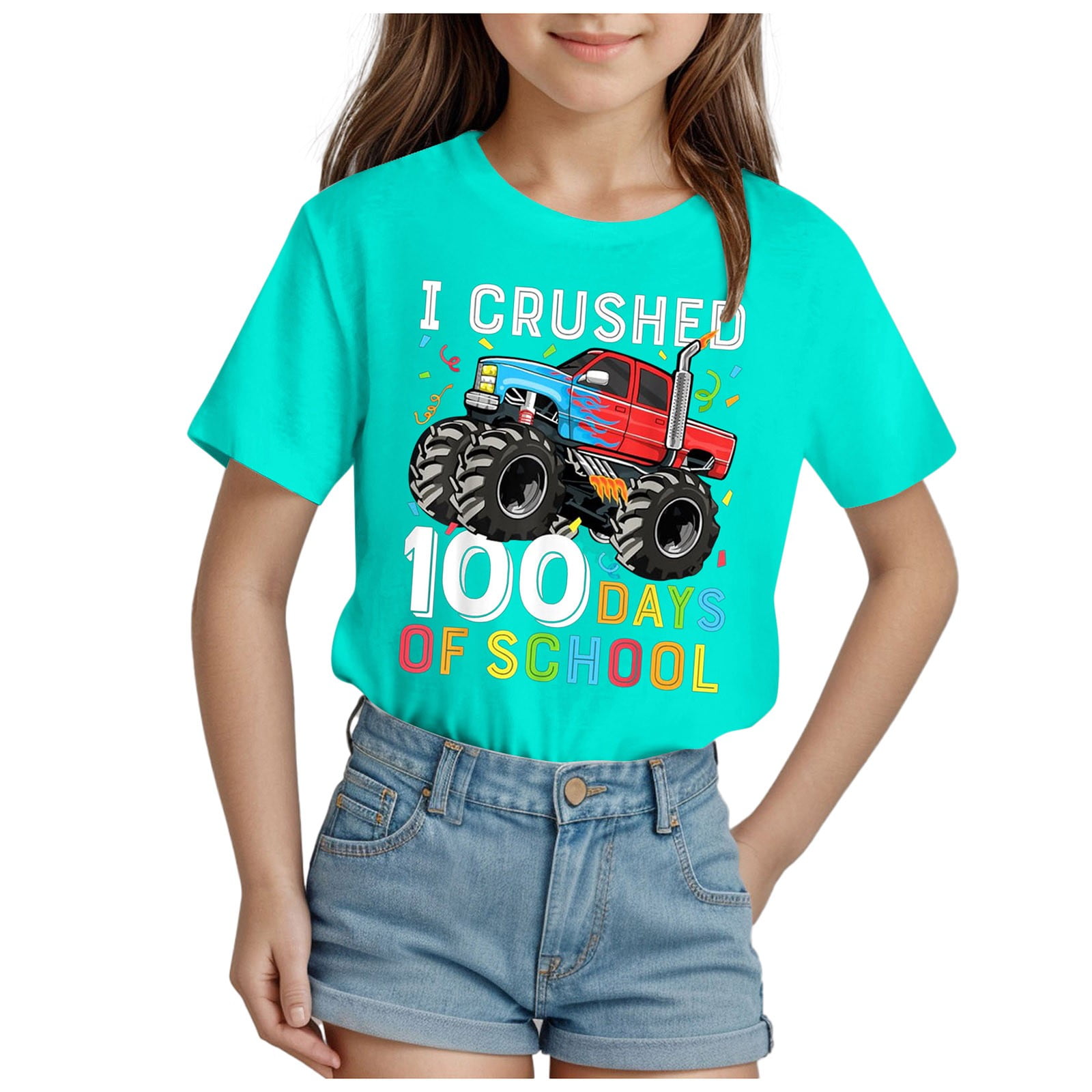 100 Days Of School Shirt Girls Size 6/7 Boy Kid Color Block 100 Dyas Of ...