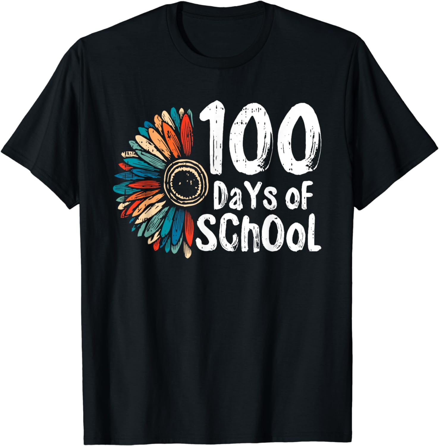 100 Days Of School Sun-flower Teacher Retro Student Gifts T-Shirt - Walmart.com
