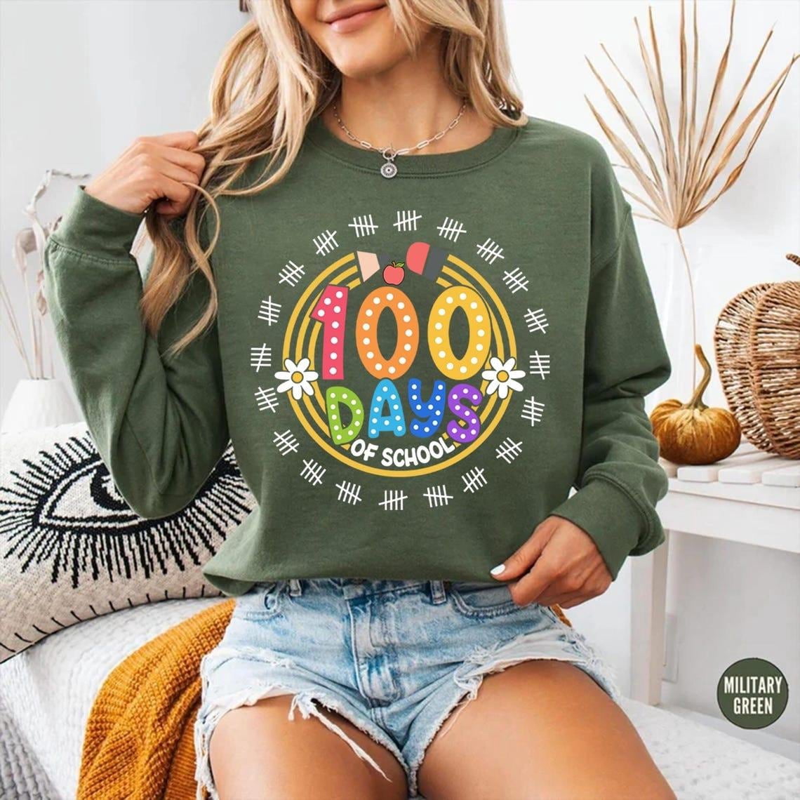 100 Days Of School Sweatshirt, 100 Day Shirt, 100Th Day Of School ...