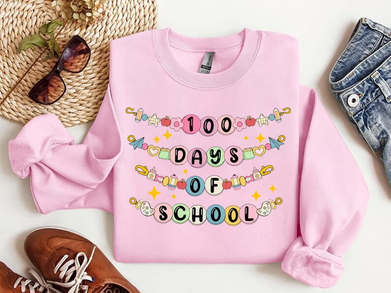 100 Days Of School Sweatshirt, Bracelet 100th Day of School Teacher ...