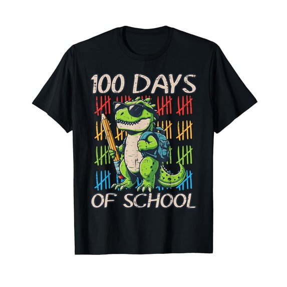 100 Days Of School T-Rex Dino T-Shirt for Toddlers with Sunglasses and ...