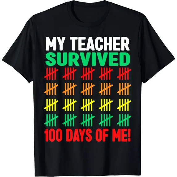 100 Days Of School Teacher Survived Education School Humor Unisex T ...