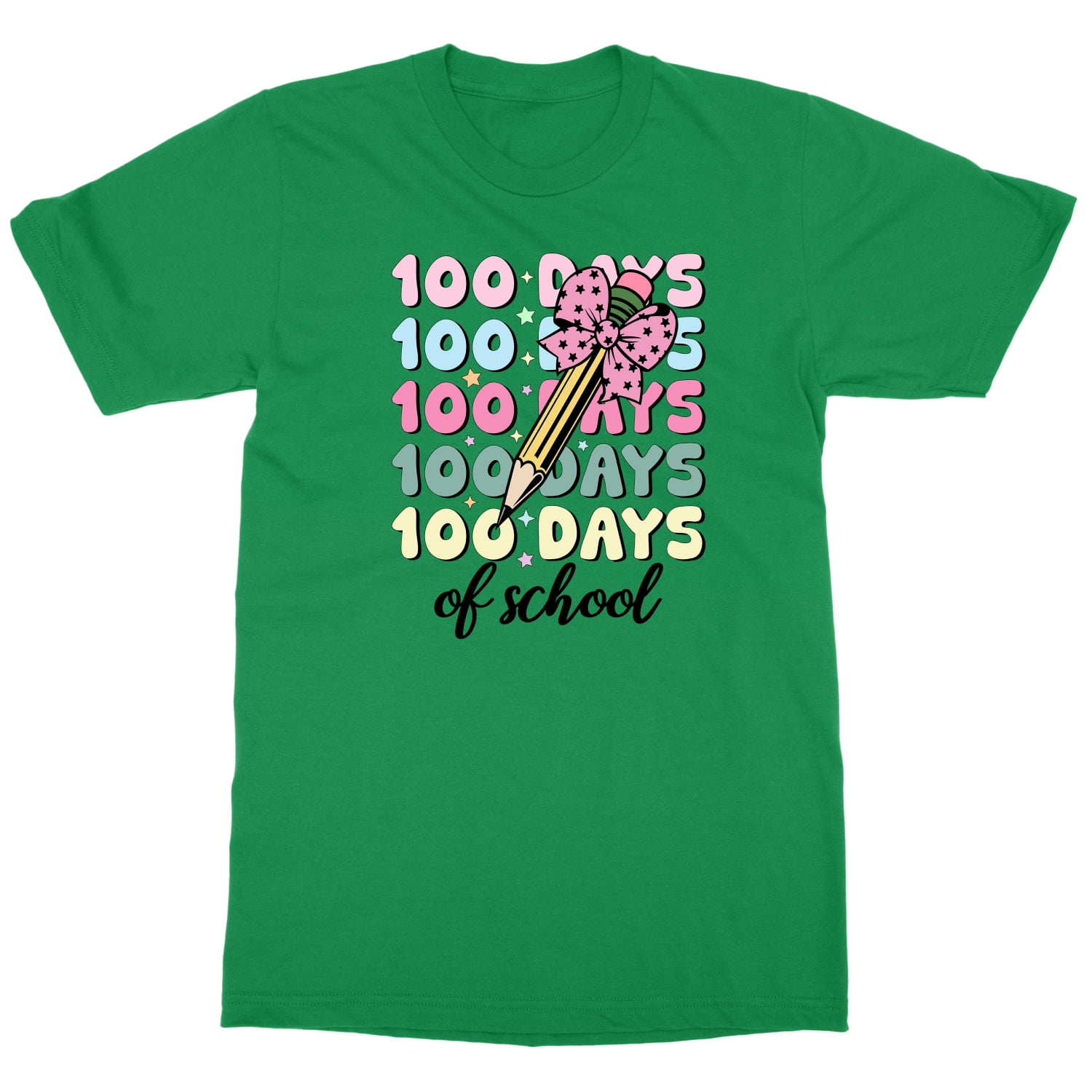 100 Days Of School Tee - Coquette Bow 100th Day Unisex T-Shirt (Green ...
