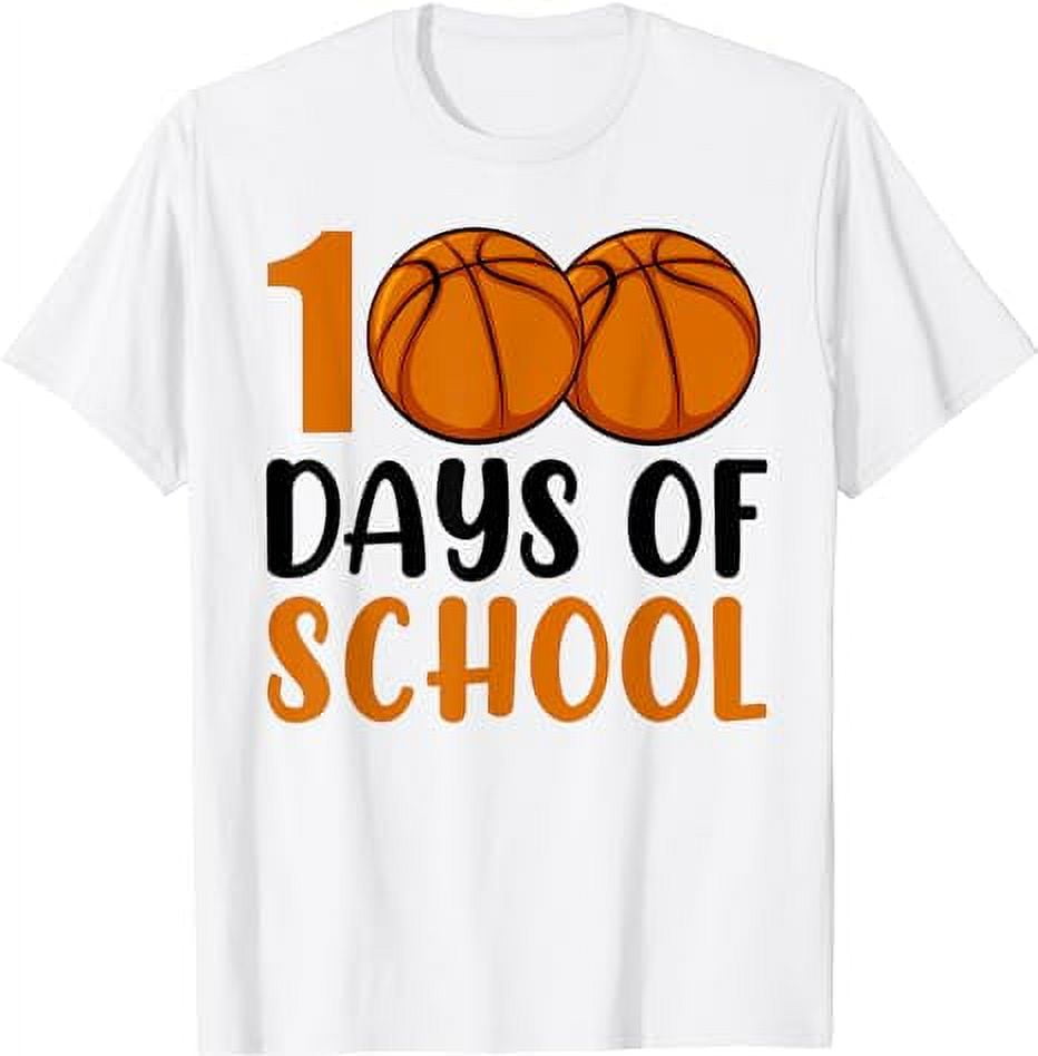 100 Days School Basketball Design for Kids Student 100th Day T-Shirt ...