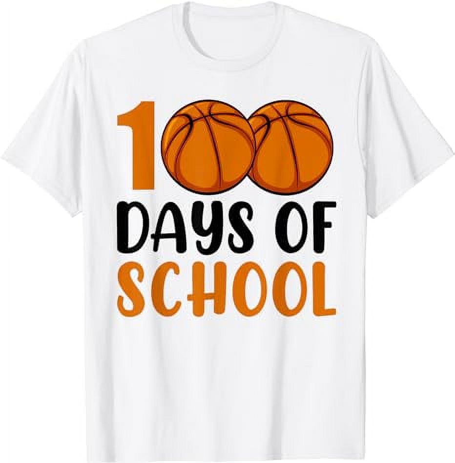 100 Days School Basketball Design for Kids Student 100th Day T-Shirt ...