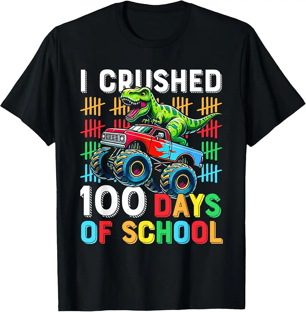 100 Days School Big Vehicle Large Reptile Funny Kids Boys Fun Wear ...