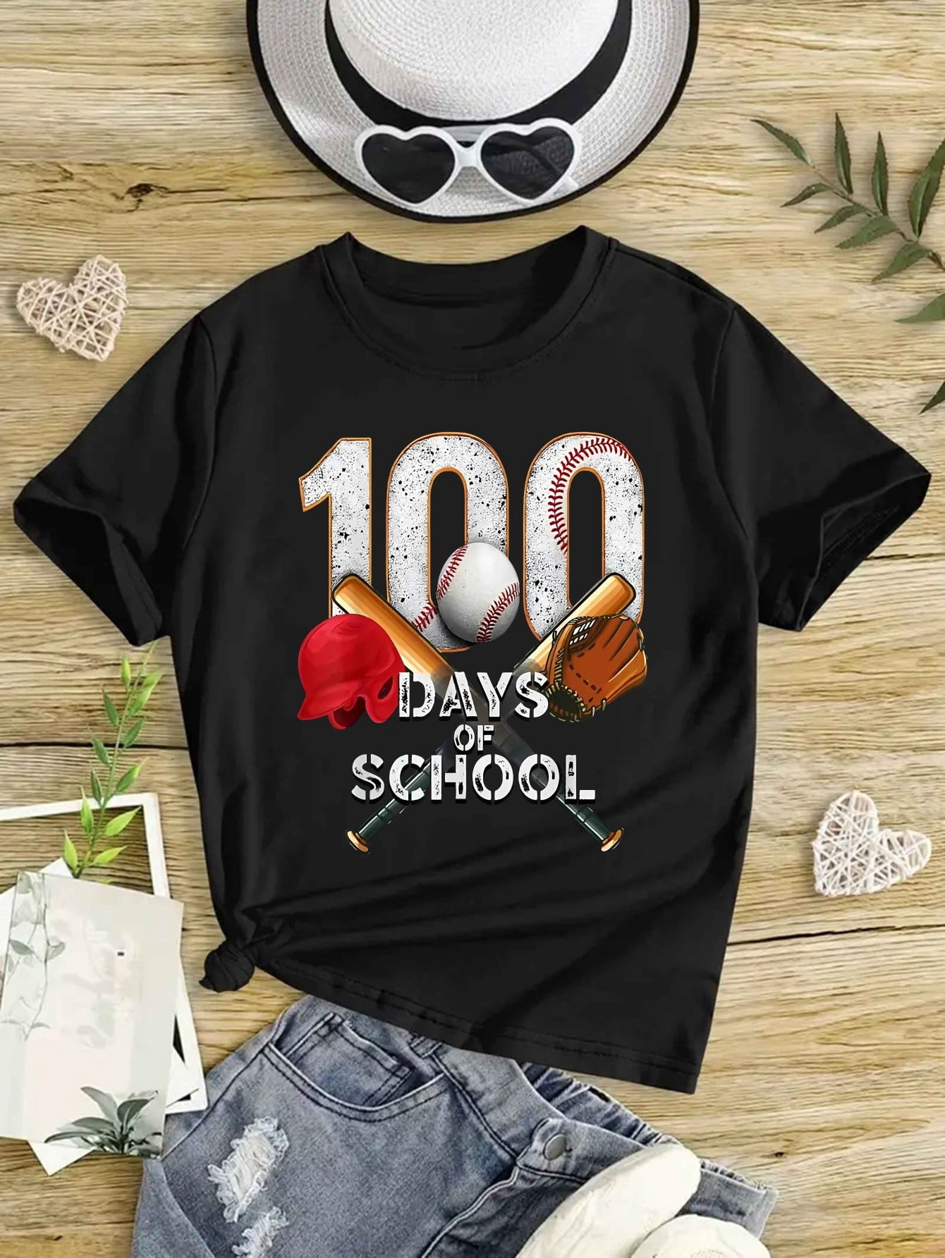 100 Days of School Celebration Cotton Girls' T-Shirt - Casual Short ...
