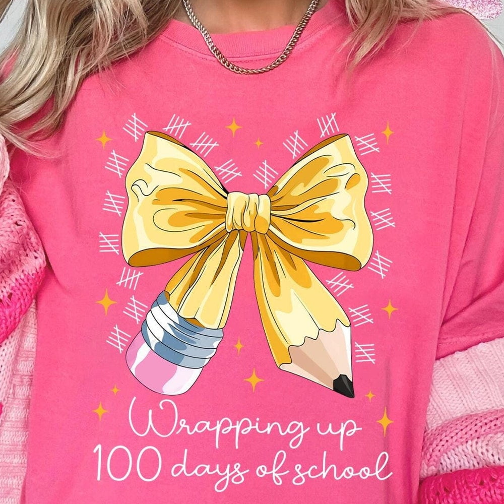100 Days Of School Shirt, Coquette 100Th Day Of School Teacher Shirt ...