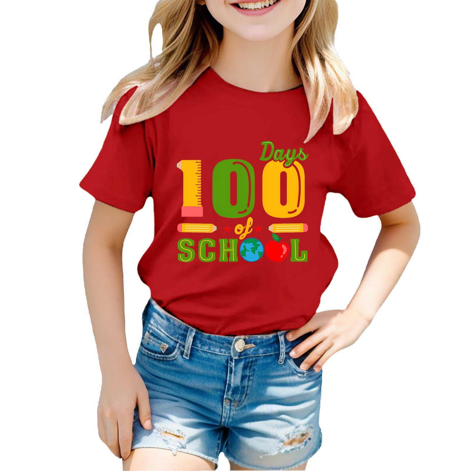 100 Days Of School Shirt Girls Size 6/7 Boy Kid Color Block 100 Dyas Of ...