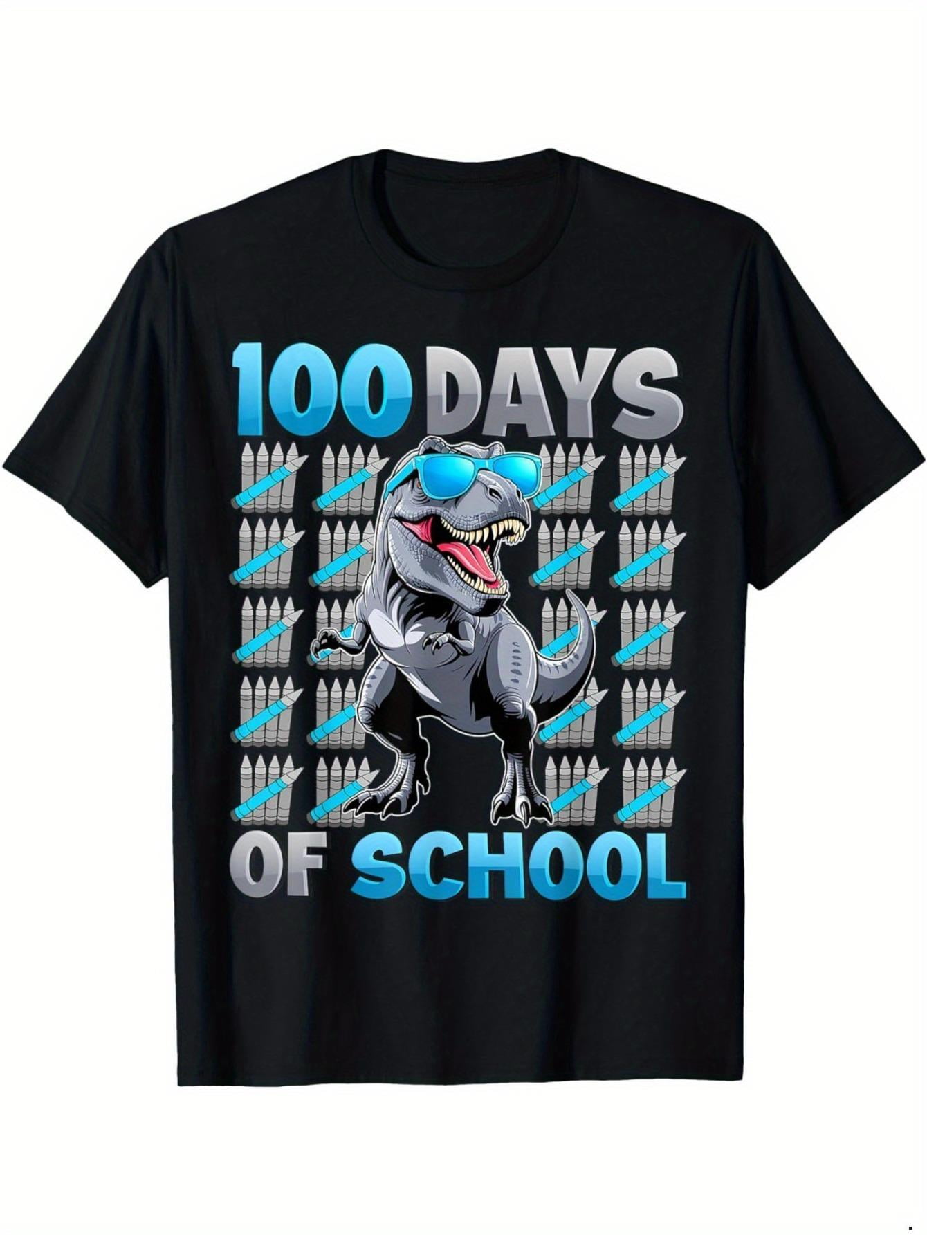 100 Days School T-Shirt with Tyrannosaurus Rex Dinosaur Pattern - Boys ...