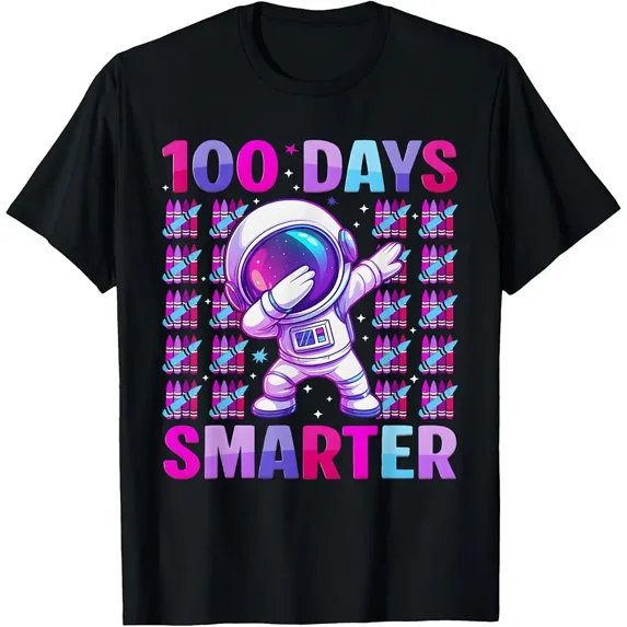 100 Days Smarter 100th Day of School Astronaut Space Kids T-Shirt ...