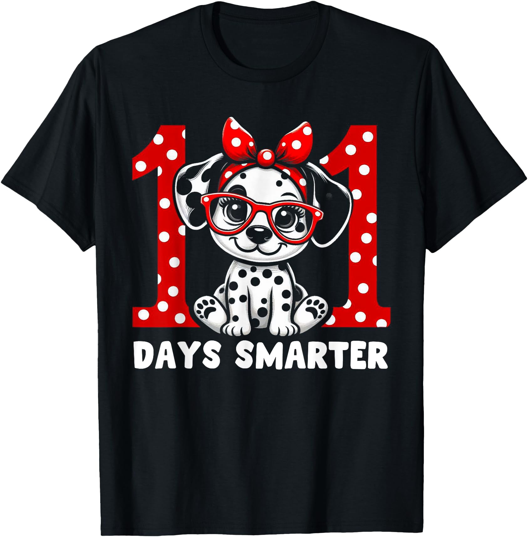 100 Days Smarter 101st Day School Dalmatian Dog Teacher T-Shirt,Light ...