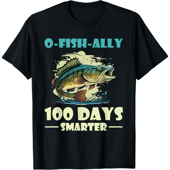 100 Days Smarter Fishing 100th Day of School T-Shirt Shirts - Walmart.com