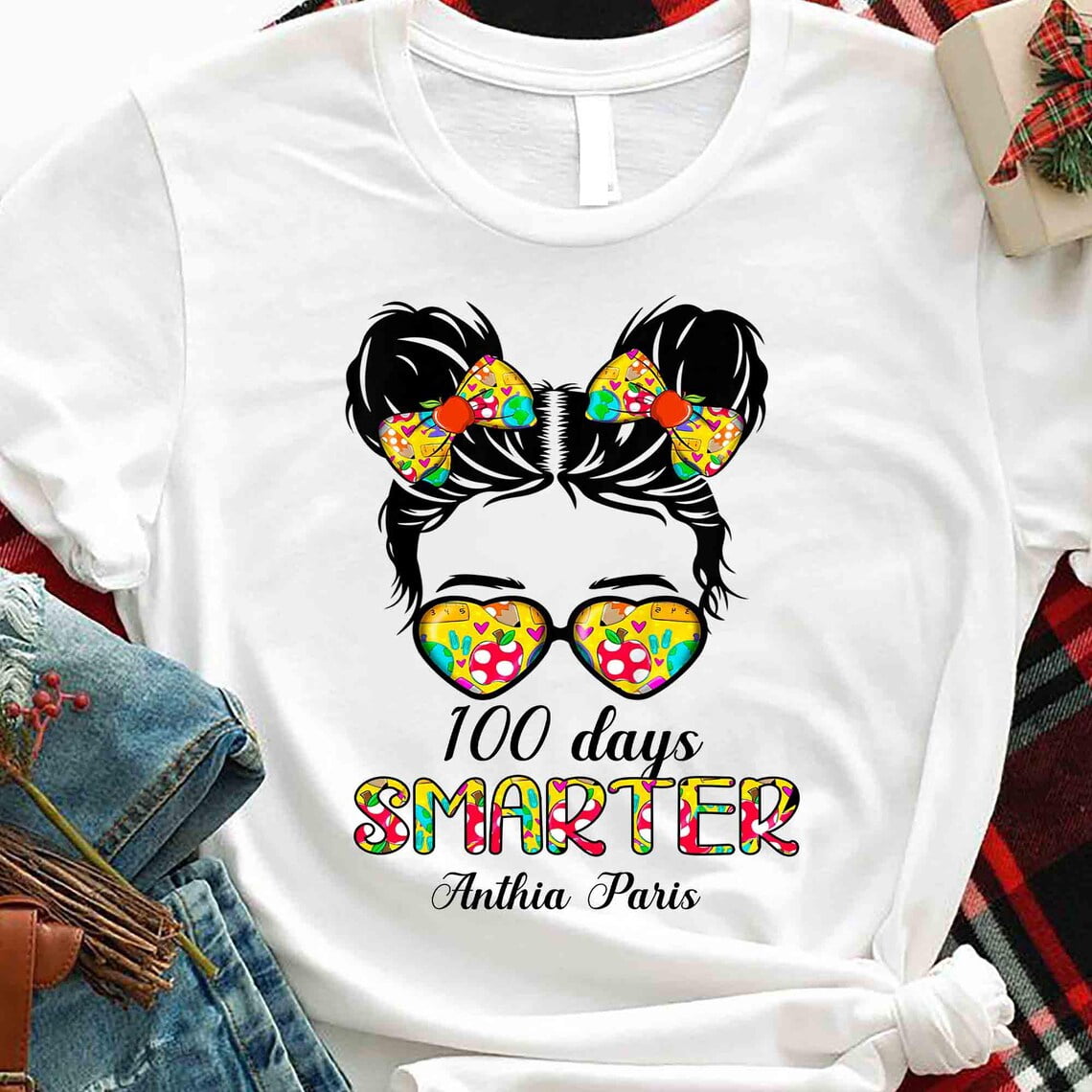 100 Days Smarter Girls Messy Bun, Messy Hair Bun Leopard, Teacher Life ...