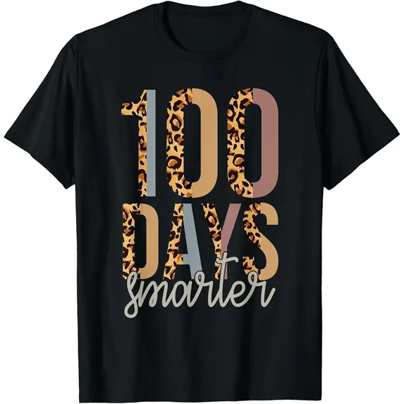 100 Days Smarter Happy 100th Day Of School Leopard Print T-Shirt ...
