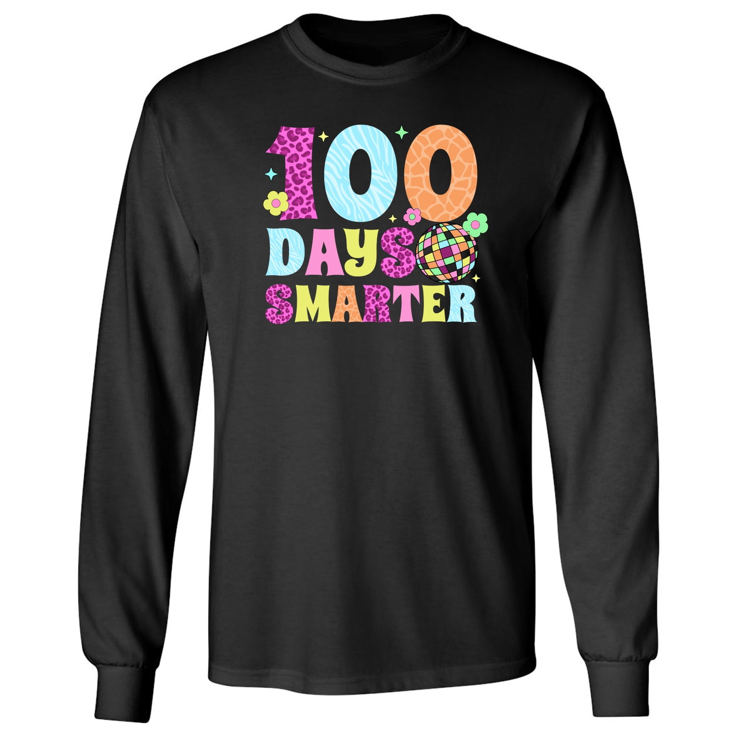 100 Days Smarter Tee - 100th Day Of School Tribute Long Sleeve T-Shirt ...