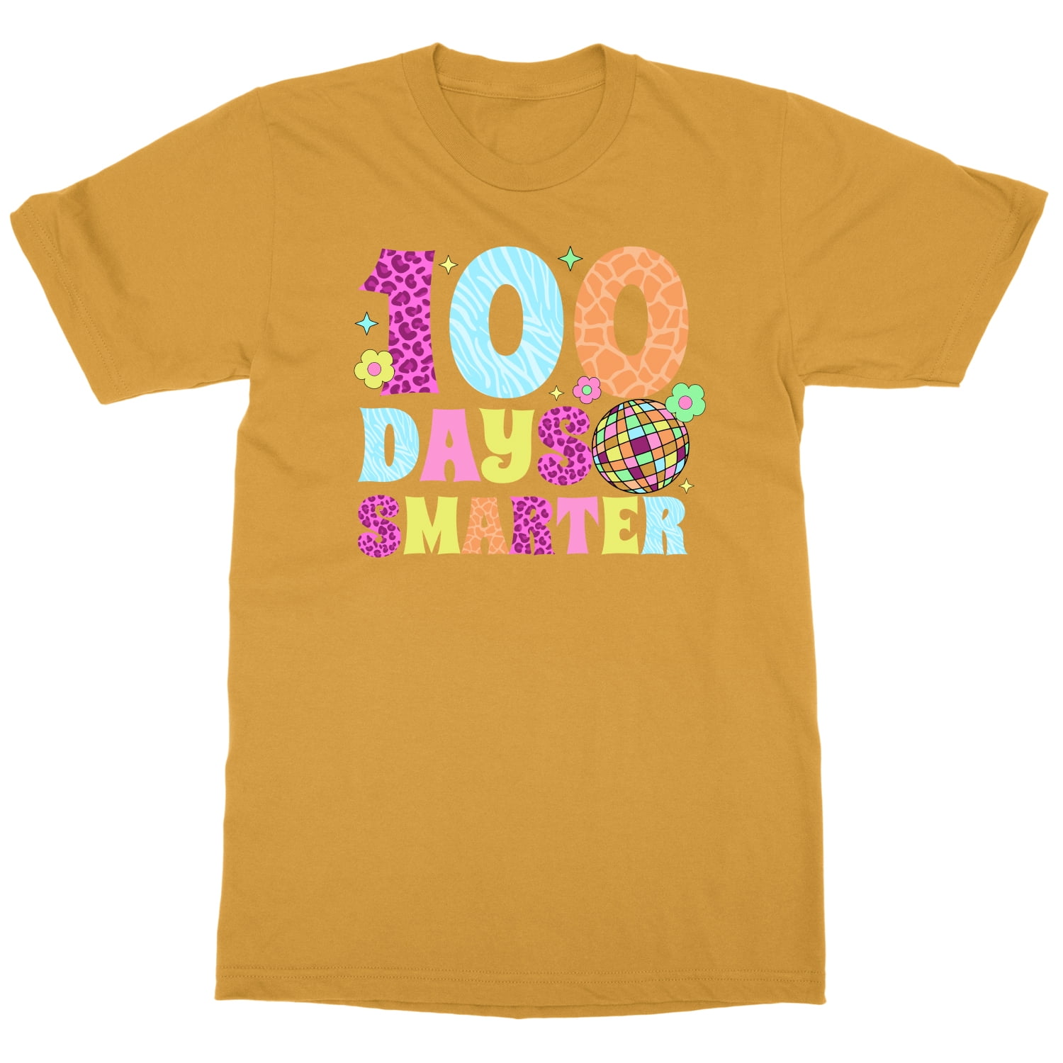 100 Days Smarter Tee - 100th Day Of School Tribute Unisex T-Shirt (Gold ...