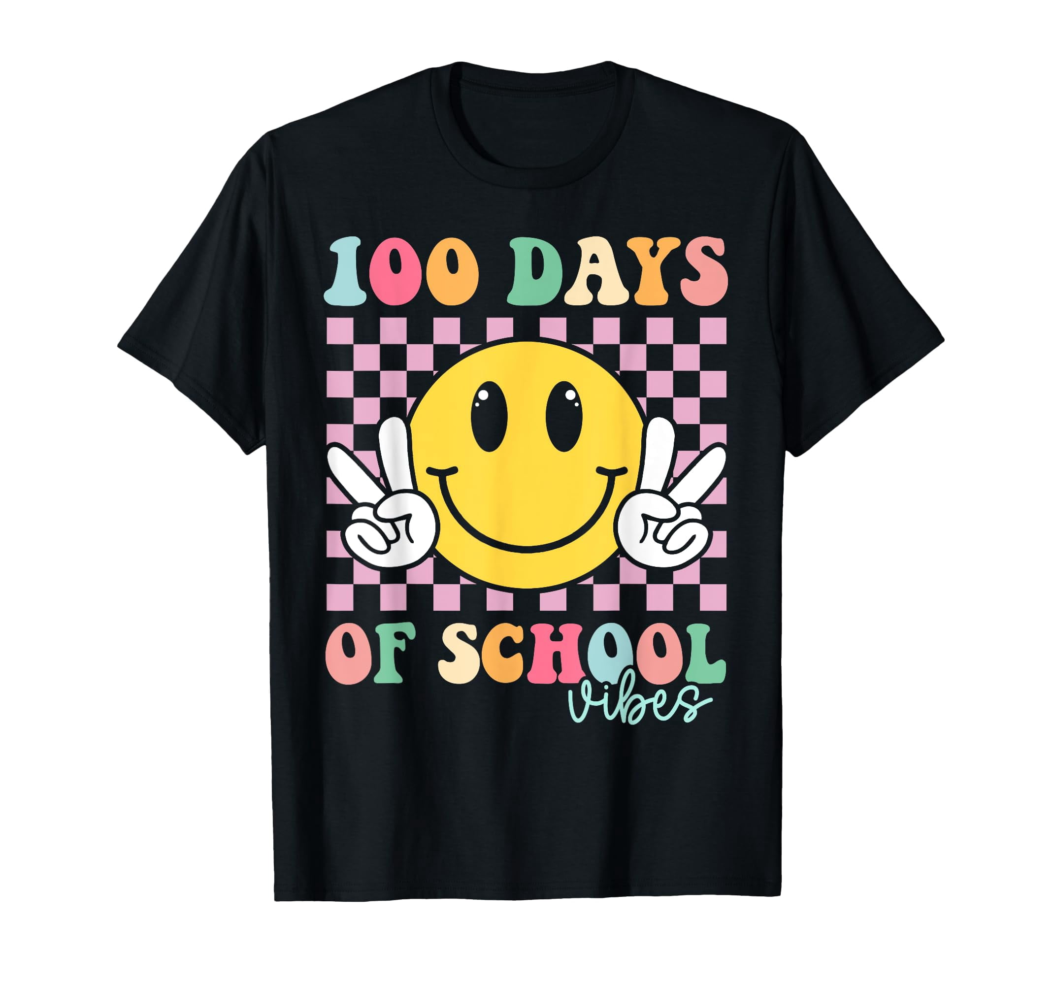 100 Days Vibes Smile T-Shirt for Teachers, Cheerful Peace Sign Design ...