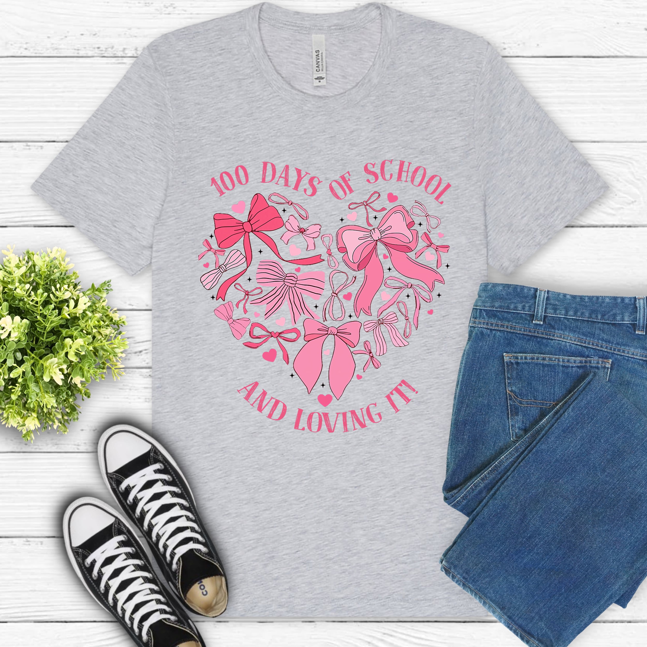 100 Days and Loving It Shirt – Cute Pink Bows Classroom Celebration T ...