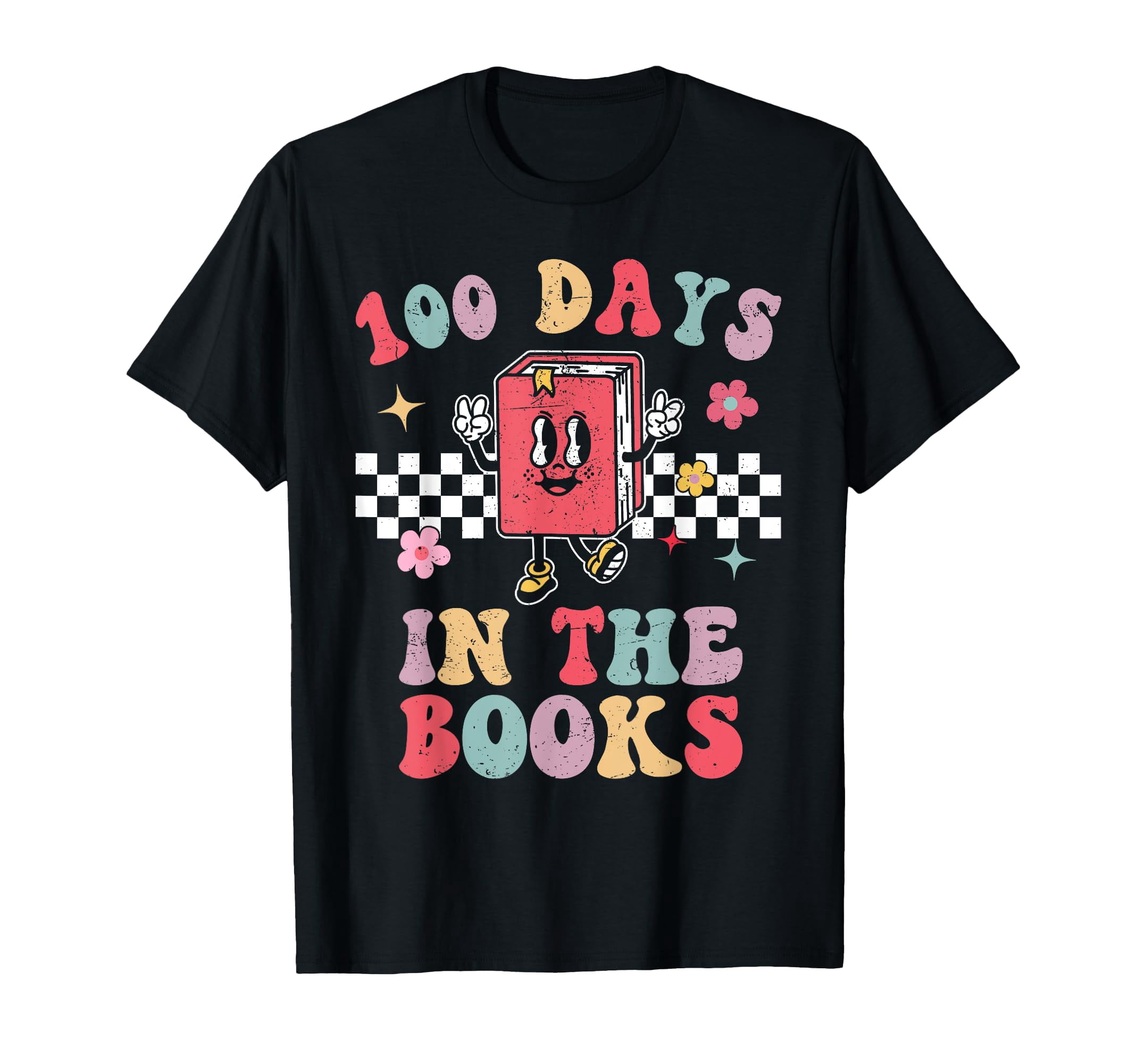 100 Days in the Books Reading Teacher 100th Day of School T-Shirt with ...