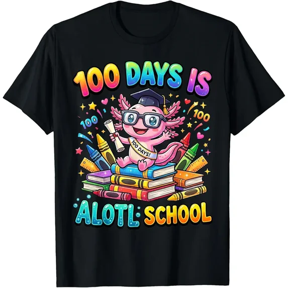100 Days is Alotl School Shirt Funny Kids 100th Day Meme Tee T-Shirt ...