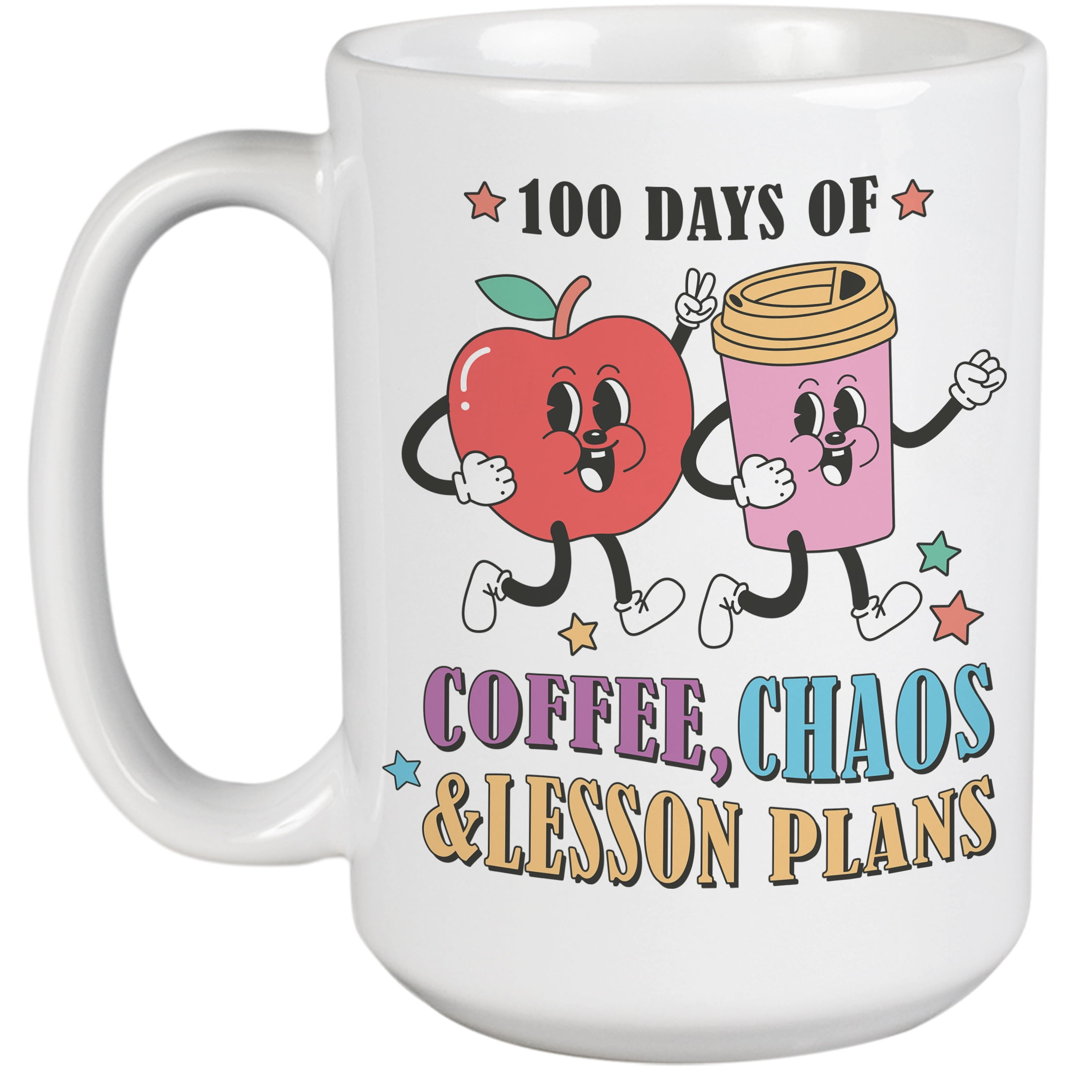 100 Days of Coffee, Chaos & Lesson Plans, Retro Teacher Themed Art ...