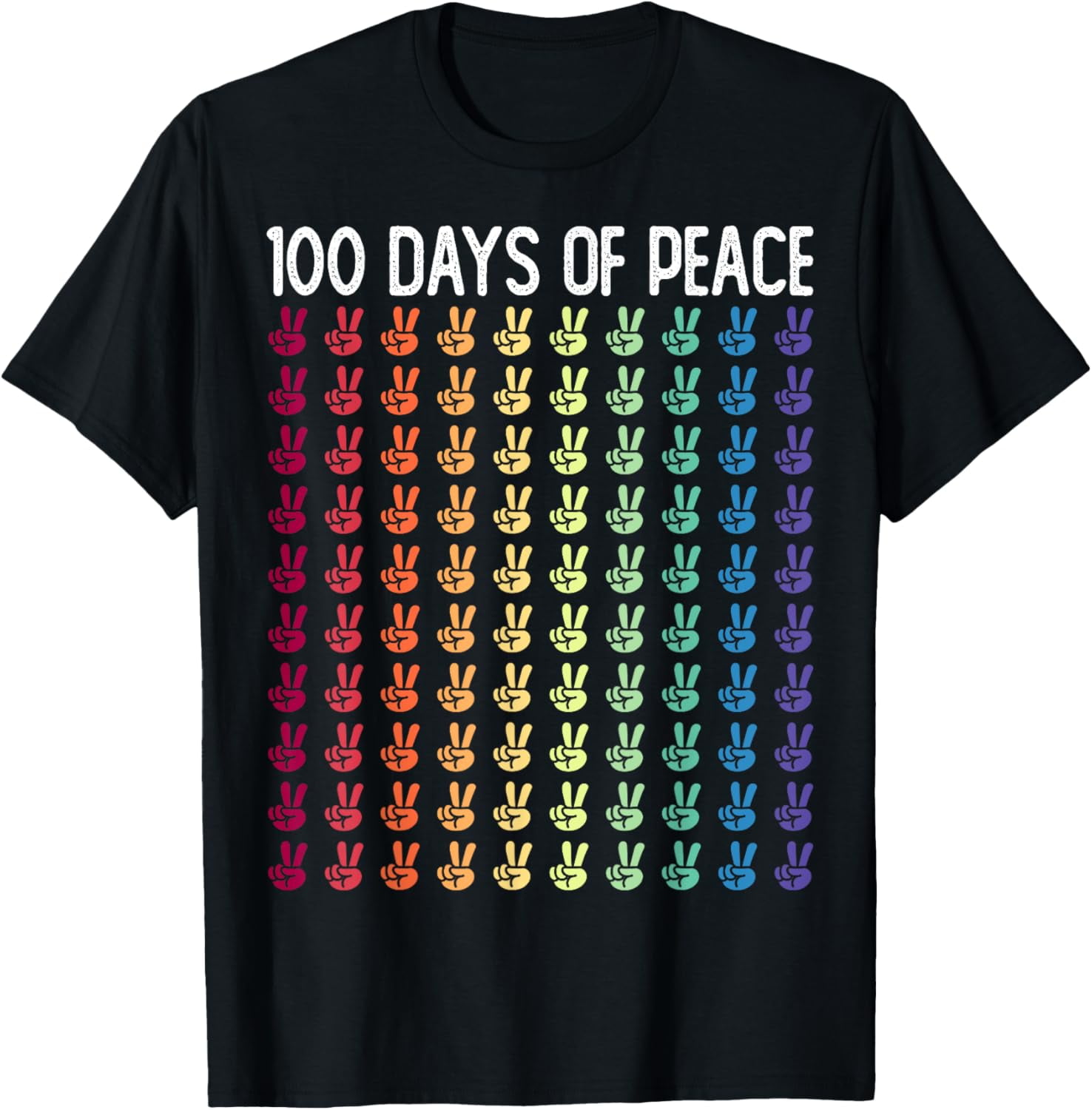 100 Days of Peace Funny 100 Days of School Kids Peace sign T-Shirt ...