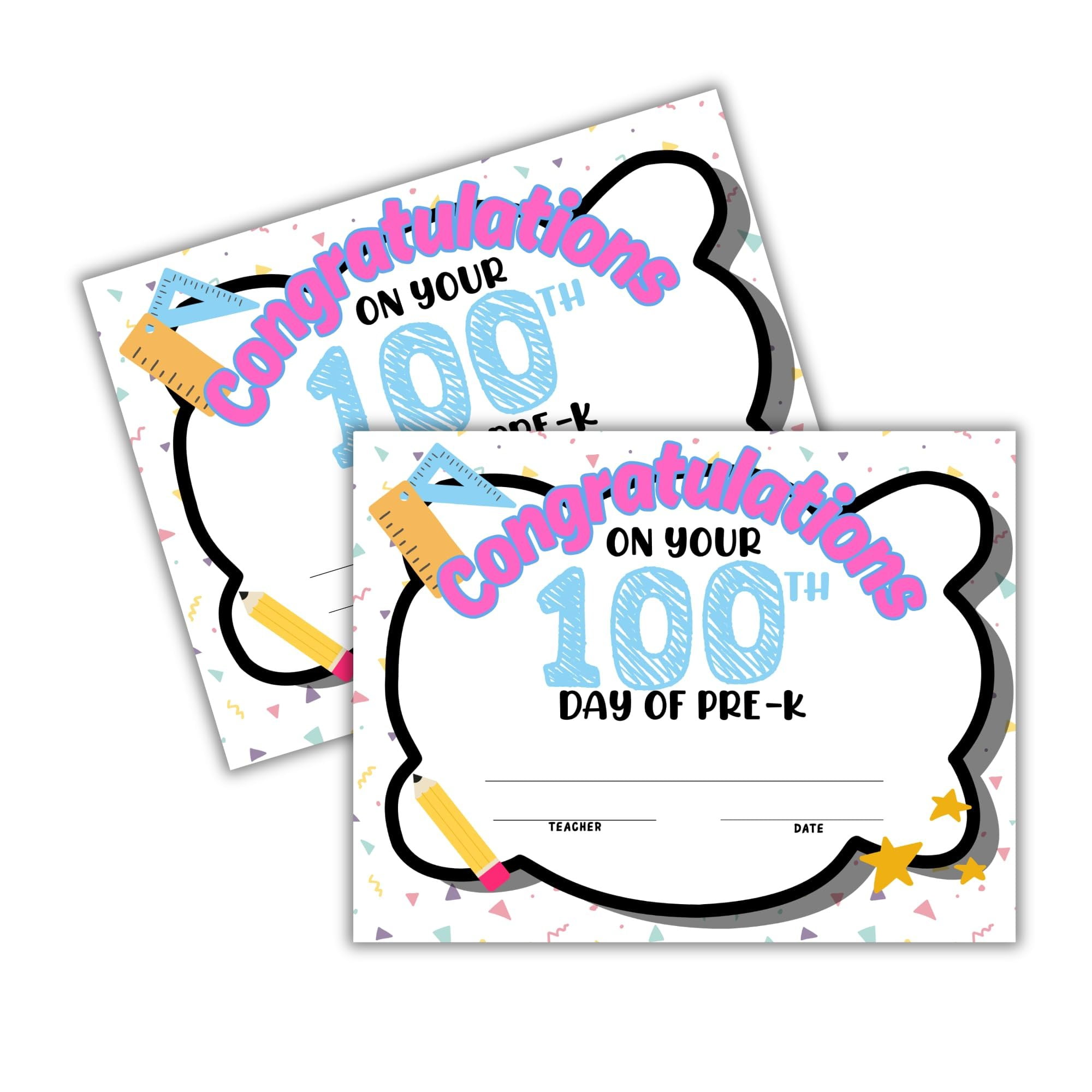100 Days of Pre-K School Certificate of Completion 50pk 8.5x11 ...
