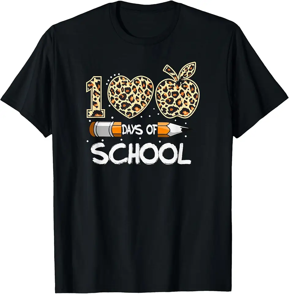 100 Days of School 100th Day Animal print cheetah T-Shirt - Walmart.com