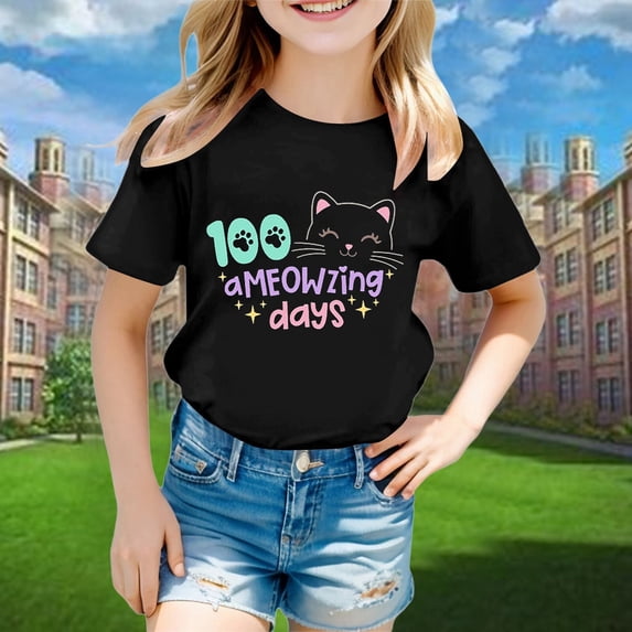 100 Days of School Back to & Boys Baseball T-Shirts Round Neck Short ...