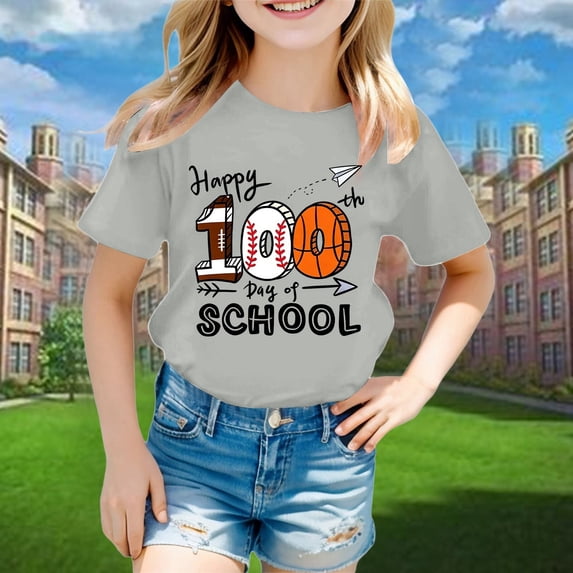 100 Days of School Back to School Girls & Boys Baseball T-Shirts Round ...