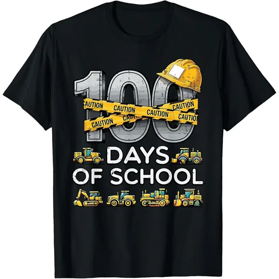 100 Days of School Construction 100th Day Boys Kids Toddler T-Shirt ...