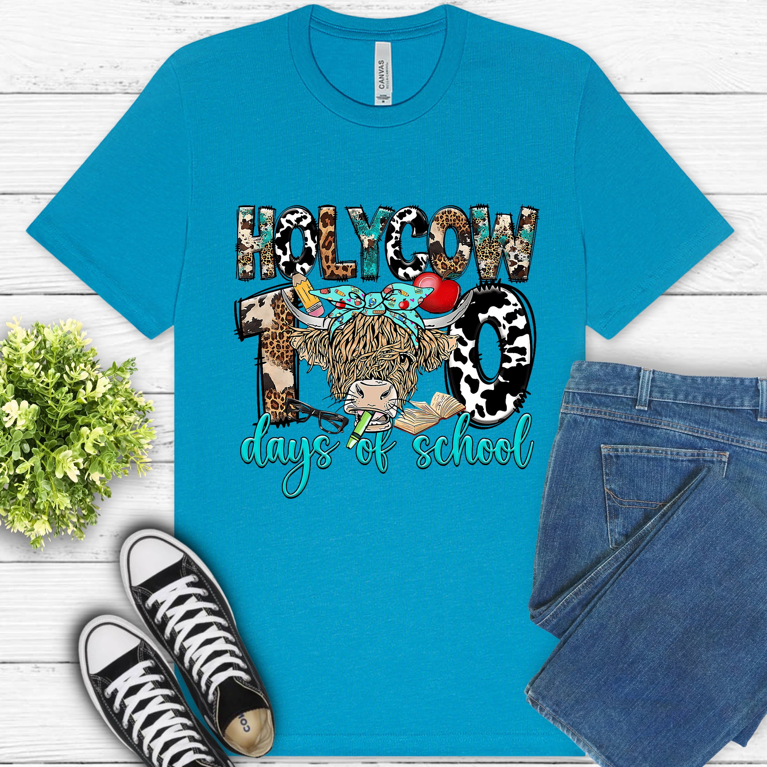 100 Days of School Cow Shirt – Leopard Print Western Classroom Graphic ...